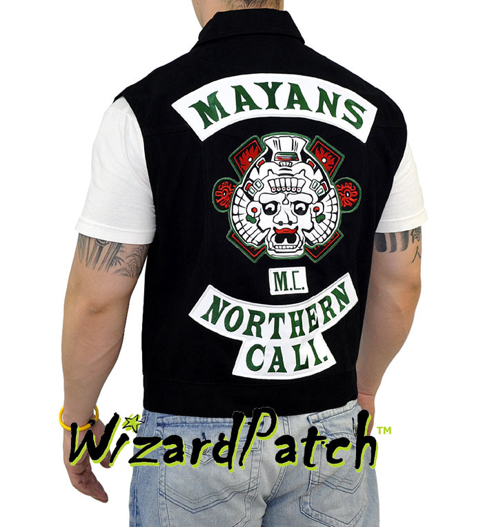 MAYANS MC FULL BACK EMBROIDERED PATCH SET 4 PIECE GREEN