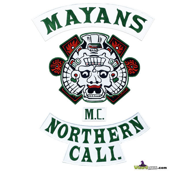 MAYANS MC FULL BACK EMBROIDERED PATCH SET 4 PIECE GREEN