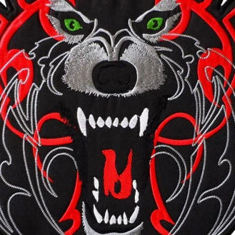 TRIBAL WOLF LARGE EMBROIDERED BACK PATCH 11.5