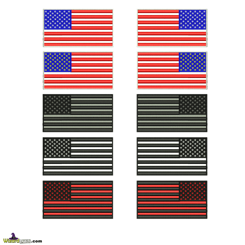 USA MILITARY FLAGS UNIFORM 1 PAIR SET LEFT AND RIGHT SIDE - Wizard Patch