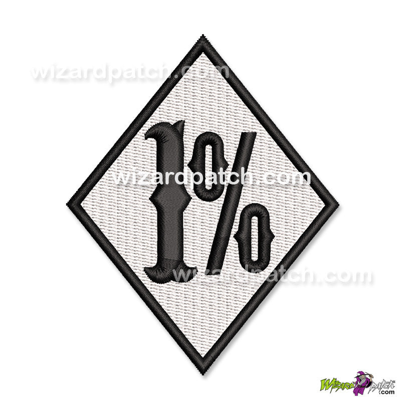 1% Biker Embroidered Diamond Patch in Carnivalee Font