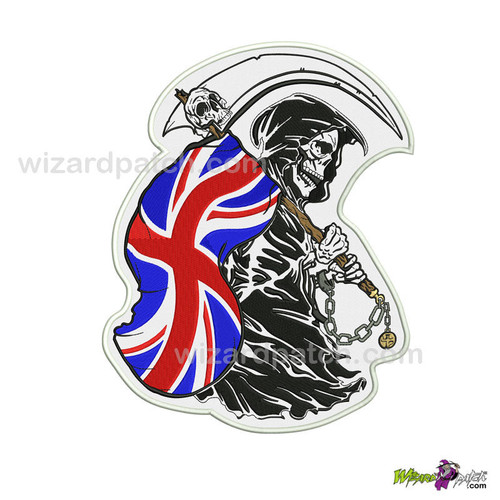 REAPER WITH FLAG | Vibrant Embroidered Iron-On Badge