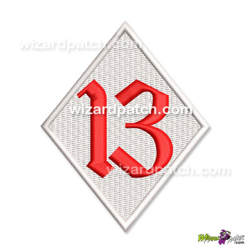 13 Embroidered Biker Diamond Patch in Olde English Font