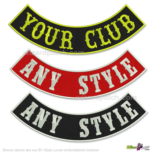 MEDIUM SIZE B1 STYLE CUSTOM BOTTOM ROCKER EMBROIDERED PATCH - Wizard Patch