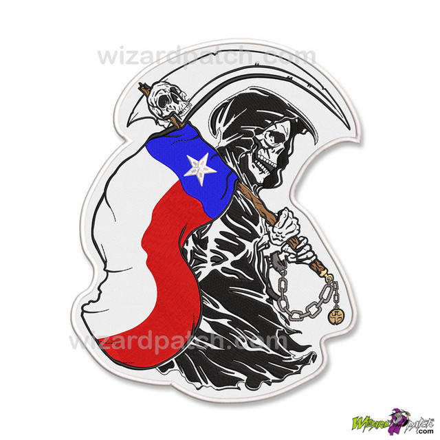 REAPER WITH FLAG | Vibrant Embroidered Iron-On Badge