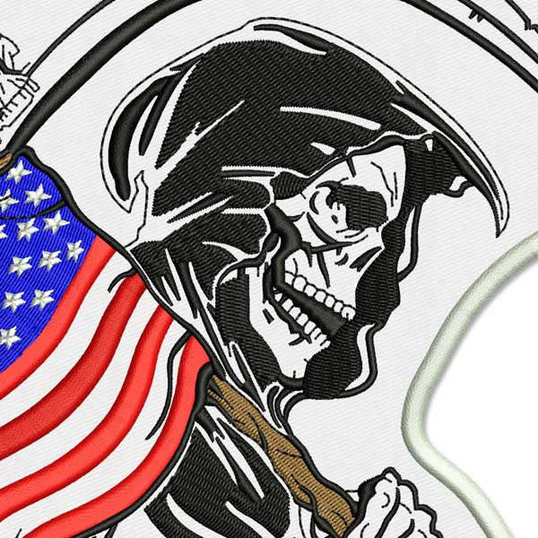 REAPER WITH FLAG | Vibrant Embroidered Iron-On Badge
