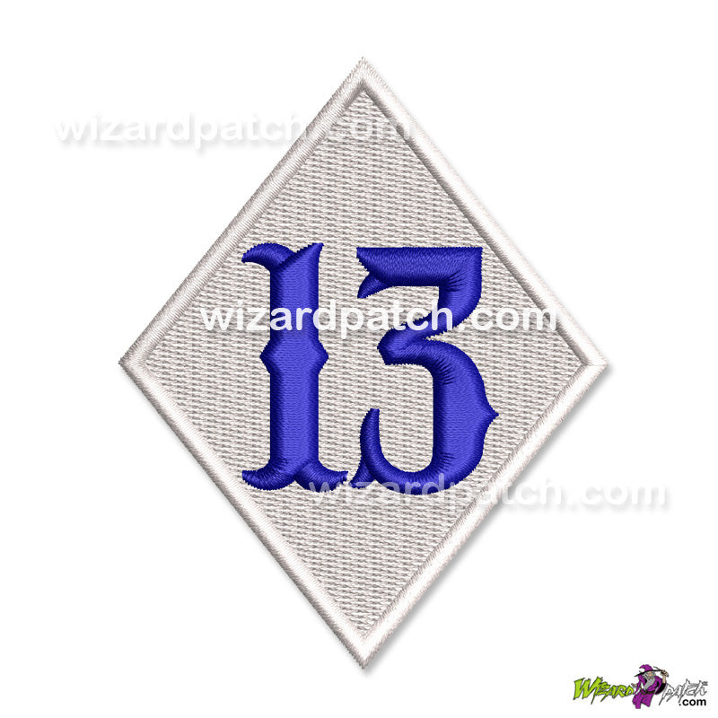 13 Embroidered Biker Diamond Patch in IFC Railroad Font