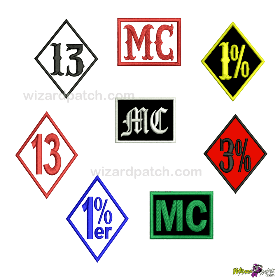 13, 1%, 1%er OR MC Embroidered Biker Badge Custom Patch Choice - Wizard ...