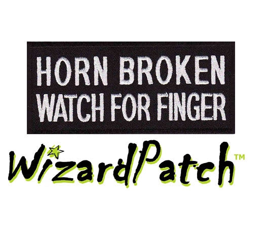 HORN BROKEN FUNNY BIKER PATCH - Wizard Patch