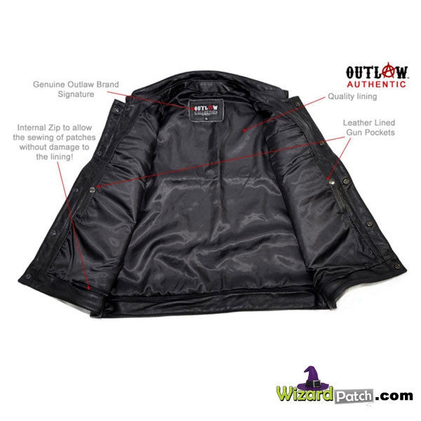 OUTLAW APPAREL™ ROGUE SOA LEATHER VEST - Wizard Patch