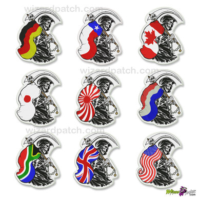 REAPER WITH FLAG | Vibrant Embroidered Iron-On Badge