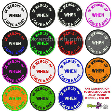 IN MEMORY OF WHEN I GAVE A SHIT FUNNY PATCH - Wizard Patch