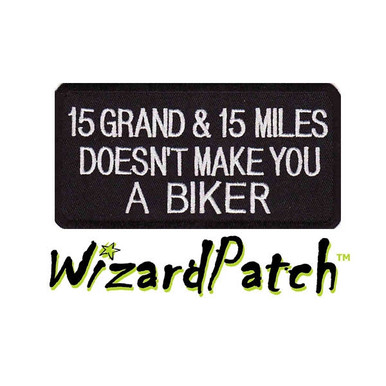 15 GRAND Embroidered FUNNY BIKER PATCH 4" - Wizard Patch