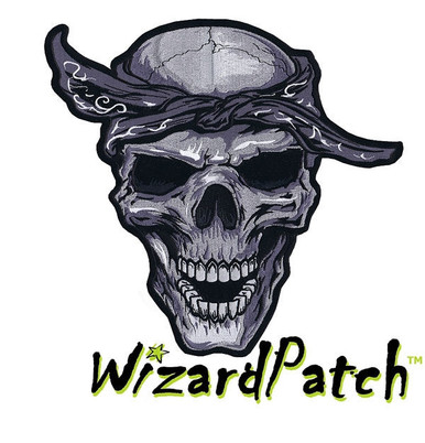 BANDANA EVIL SKULL 10" LARGE PATCH - Wizard Patch