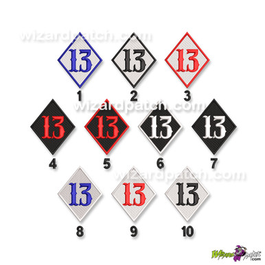 13 Embroidered Biker Diamond Patch in IFC Railroad Font