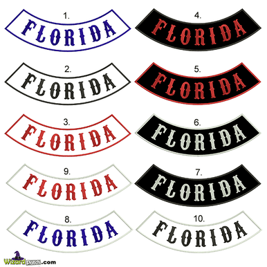 FLORIDA EMBROIDERED ROCKER PATCH FULL SIZE 14" IN CARNIVALEE FREAKSHOW FONT