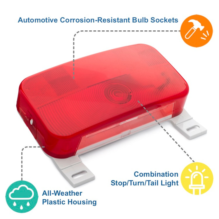 Red Surface Mount Tail Light with License Bracket and License Light for ...