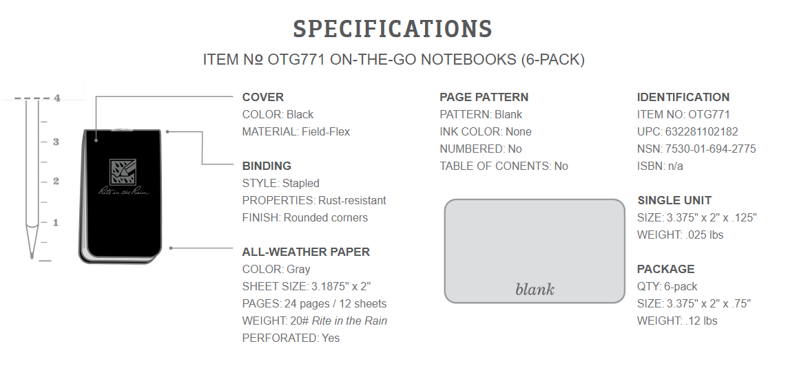 Rite in the Rain OTG All-Weather Micro Notebooks | Litesmith
