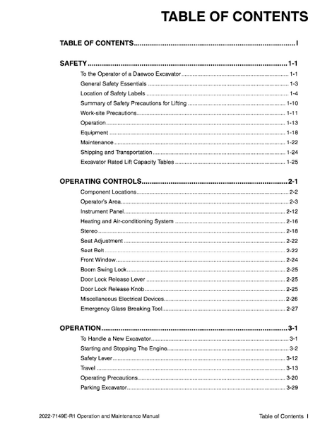 Daewoo S55-V Plus Mini Excavator Operation and Maintenance Manual ...