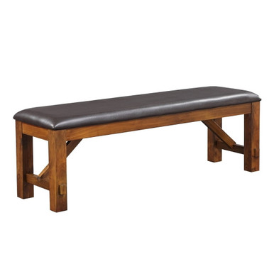 Apollo - Bench - Espresso Synthetic Leather & Walnut - Kassa Mall Home ...