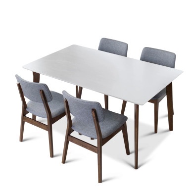 Abbott Dining Set with 4 Abbott Chairs Large White Top KM