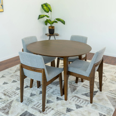 Palmer (Walnut) Dining Set with 4 Ohio (Light Gray) Dining Chairs - KM ...