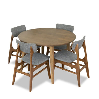 Fiona Walnut Table with 4 Collins Gray Chairs Kassa Mall