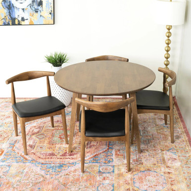 Fiona (Walnut) Dining Set with 4 Juliet Mid and Mod KM