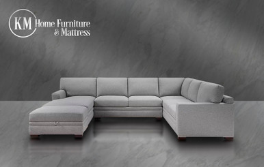 Langdon Fabric Sectional with Storage Ottoman - KM Home Furniture ...