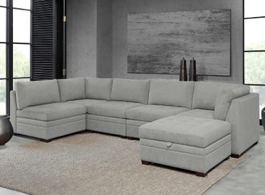 Thomasville artesia fabric sectional with ottoman beige store