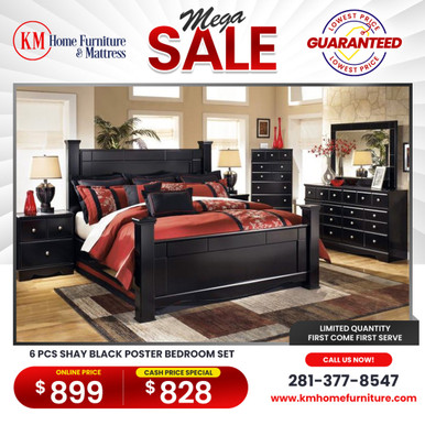 Mega Sale 6 Pc Shay Black Poster Bedroom Set Queen Size