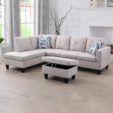 L Shape Couch with Ottoman in Cream G Furniture Kassa Mall