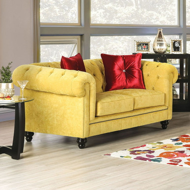 Eliza - Loveseat - Royal Yellow / Red - Kassa Mall Home Furniture ...