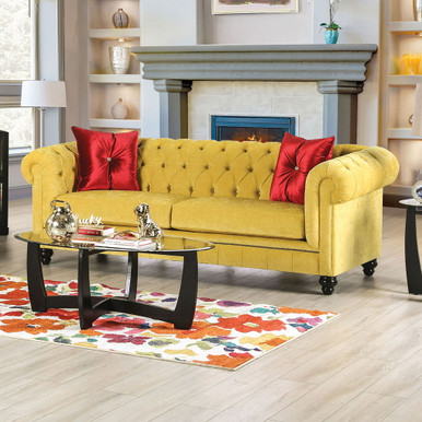 Eliza - Sofa - Royal Yellow / Red - Kassa Mall Home Furniture ...