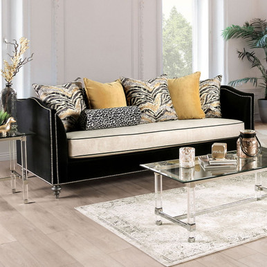 Maya - Sofa - Black / Beige - Kassa Mall Home Furniture & Mattress Store