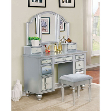 Tracy - Vanity With Stool - Silver - Kassa Mall Home Furniture ...