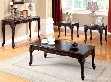 Cheshire - 3 Piece Coffee Table Set - Dark Cherry - Kassa Mall Home ...