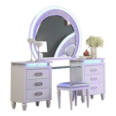 Perla 6-Drawer Wood Veneer Vanity Set Galaxy Home Kassa Mall