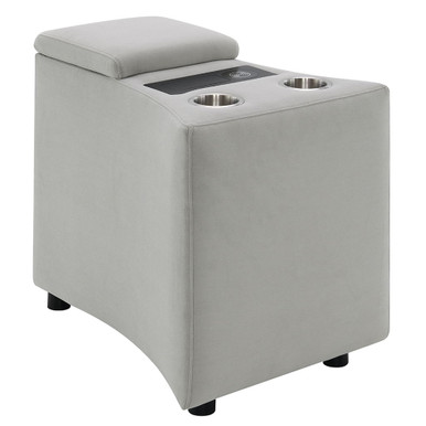 Emee - Console With USB - Gray Corduroy - Kassa Mall Home Furniture ...
