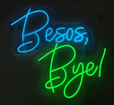 "Besos, Bye!" LED Neon On Acrylic - Blue / Green - Kassa Mall Home ...
