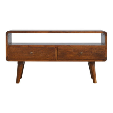 Solid Wood Curved Media Unit - Kassa Mall Home Furniture & Mattress Store