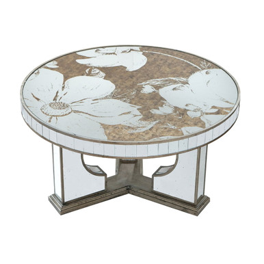 Round Table With Elegant Foral Design And Mirrored - Kassa Mall Home ...
