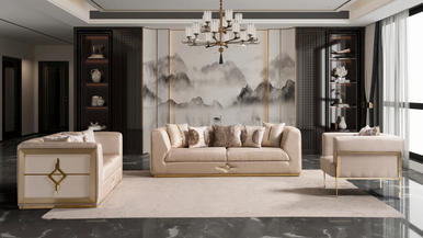 Vega Living Room Set Collection in Cream Kassa Mall