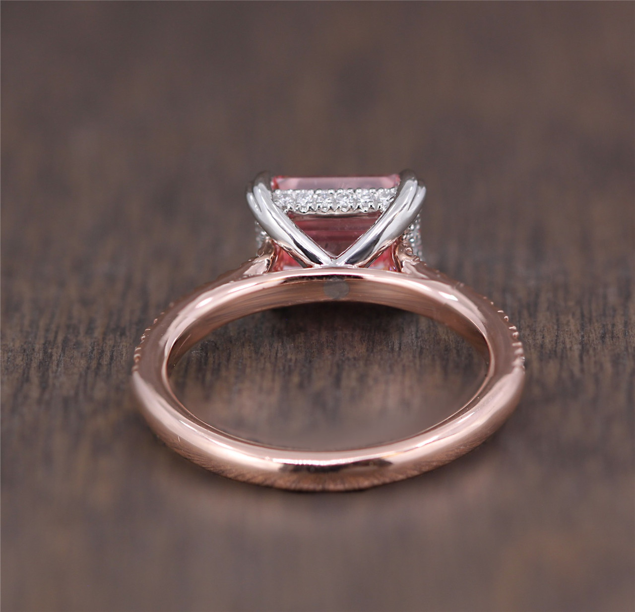 Custom Made 2ct Emerald Cut Pink Diamond East-West Ring