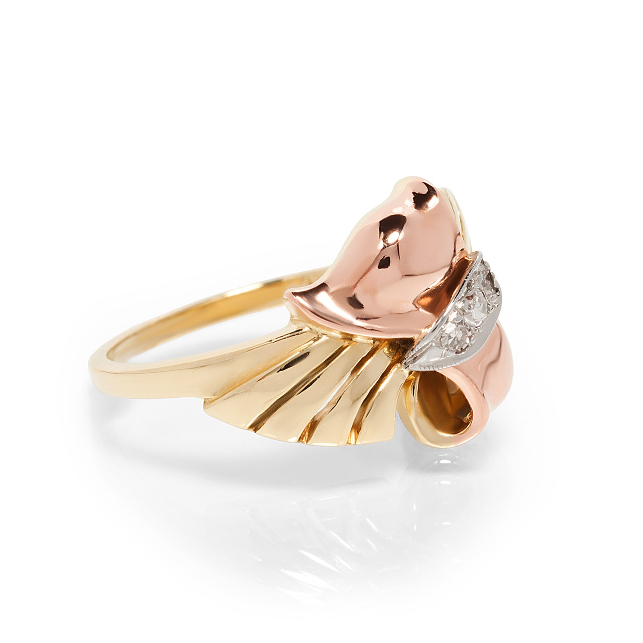 Retro Style 14K Gold Diamond Ring - Recently Sold Treasures