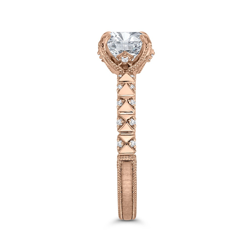 Carizza Rose Gold Round Diamond Engagement Ring