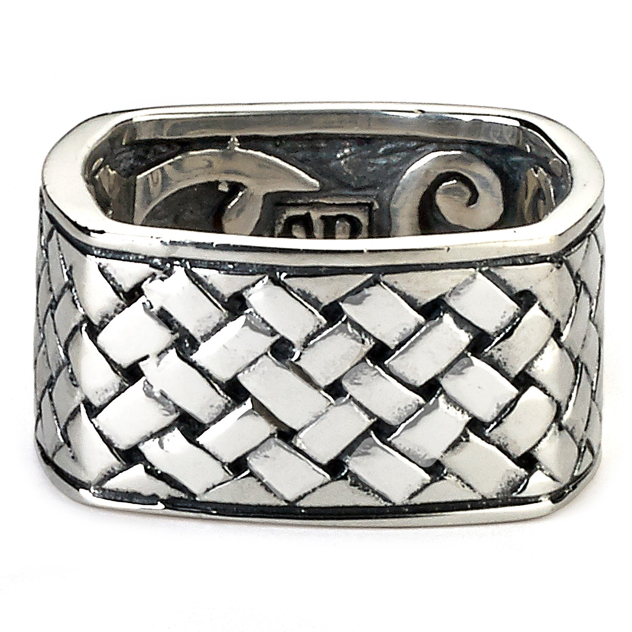 Samuel B. Square Basket Band - Sterling Silver Weaved Square Ring