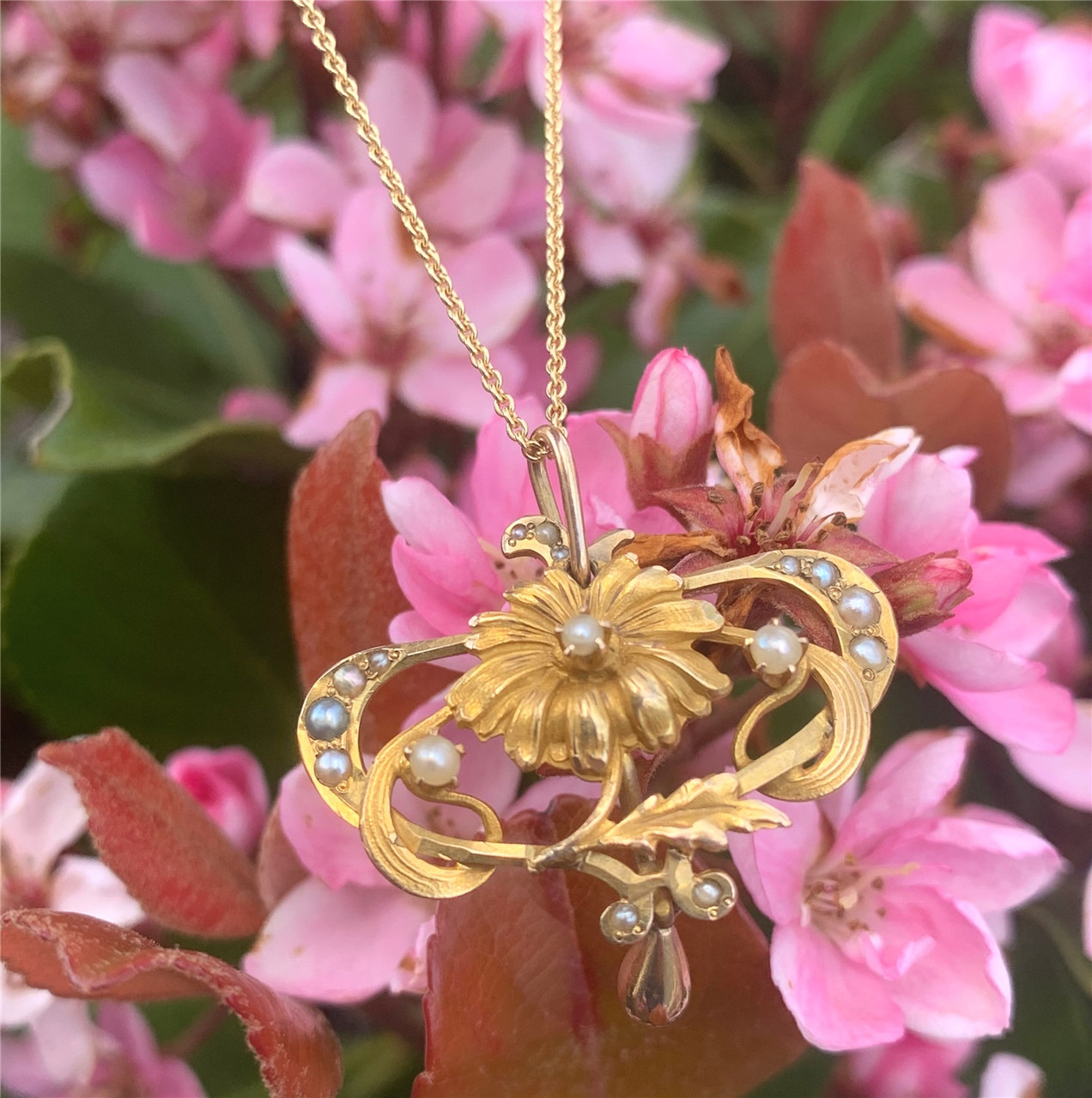 Vintage Victorian Gold Pearl Lavaliere Pendant - Recently Sold Treasures