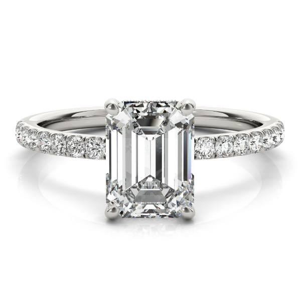 Lab Grown1 ct Emerald Hidden Halo Diamond Engagement Ring