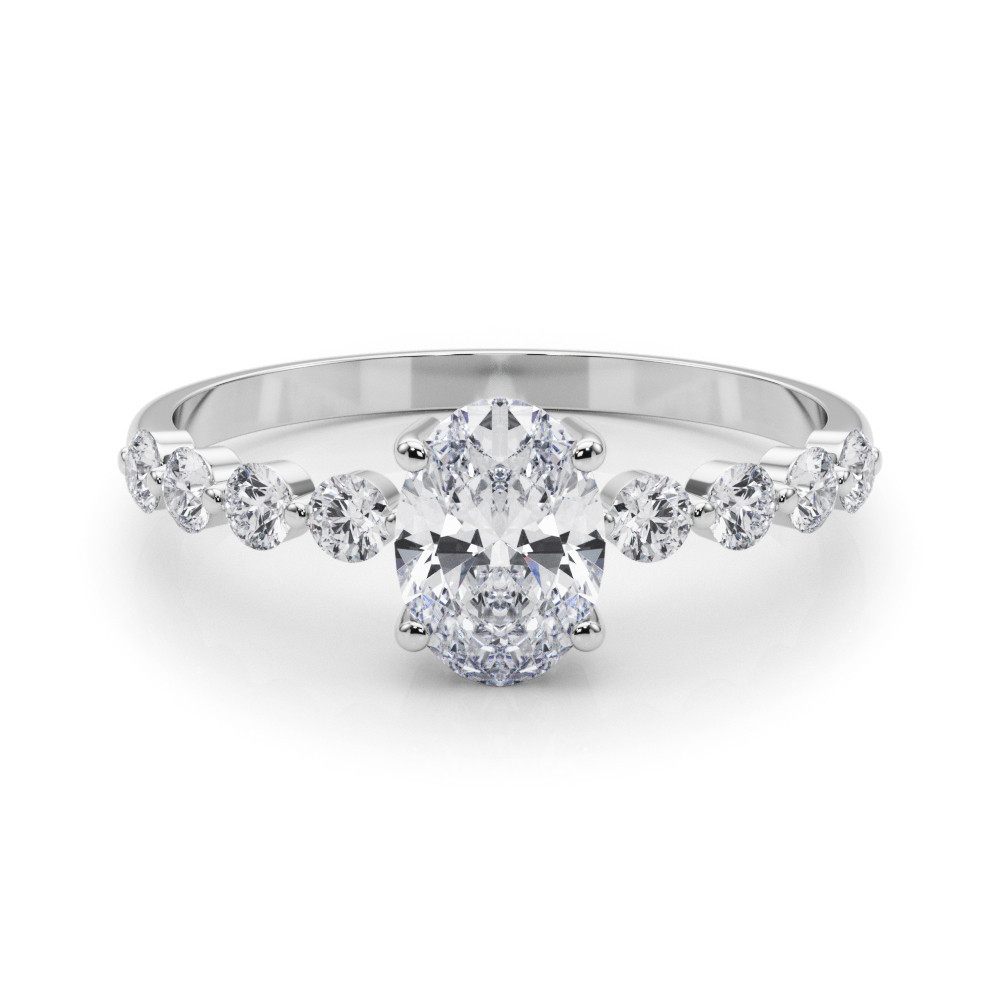 Gorgeous lab-grown diamond shared prong engagement ring with Oval 1ct ...